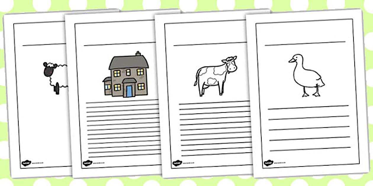 Black and White Farmer and Duck Writing Frames - Twinkl