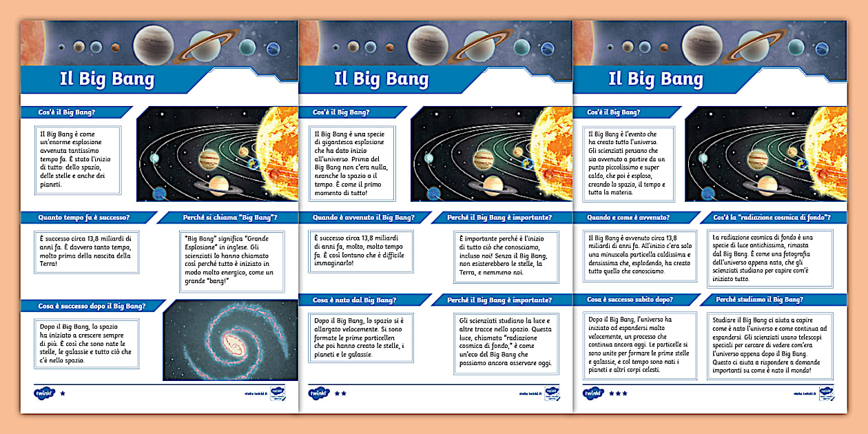 Il Big Bang: Fact File differenziato (teacher made) - Twinkl
