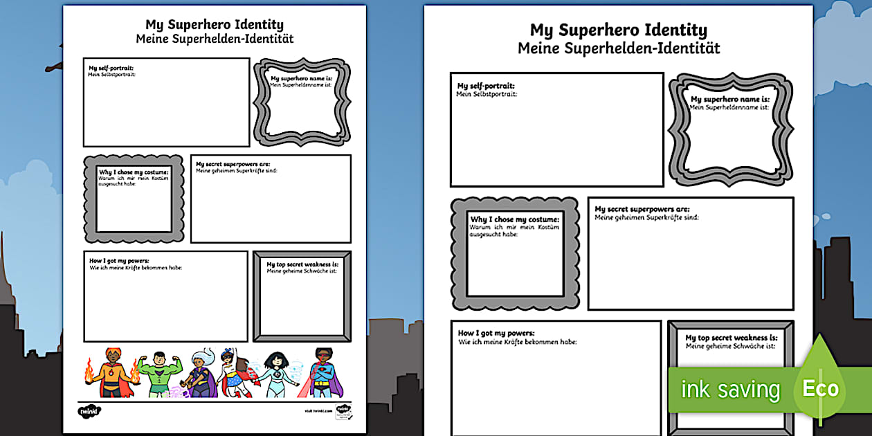 Superhero Transition Writing Frames English/German - Superhero Transition