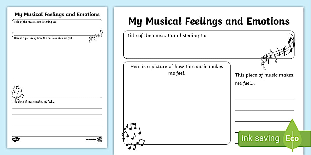 👉 KS1 Musical Feelings and Emotions Worksheet - Twinkl