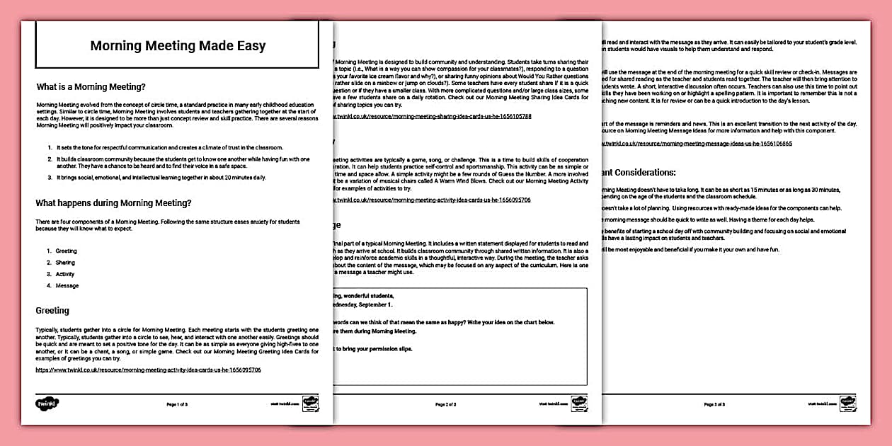 Classroom Morning Meeting | Teacher Appreciation | Twinkl US