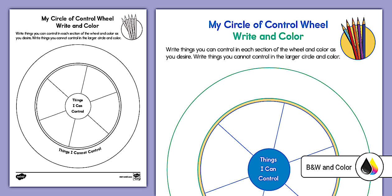 My Circle of Control Wheel Write and Color Worksheet for K-2nd Grade