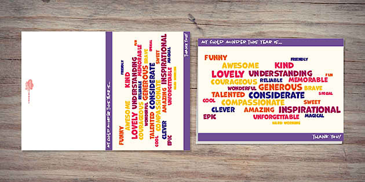 Childminder Appreciation Word Card | Twinkl Party - Twinkl