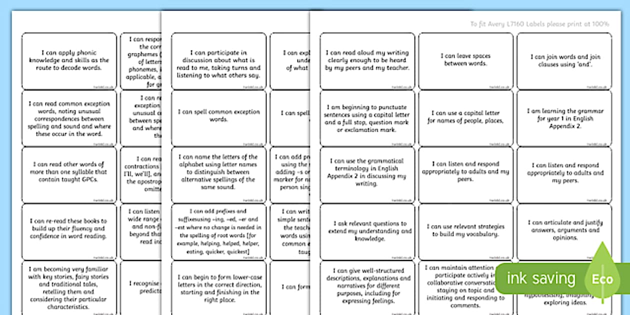 Year 1 English Target Stickers (teacher made) - Twinkl