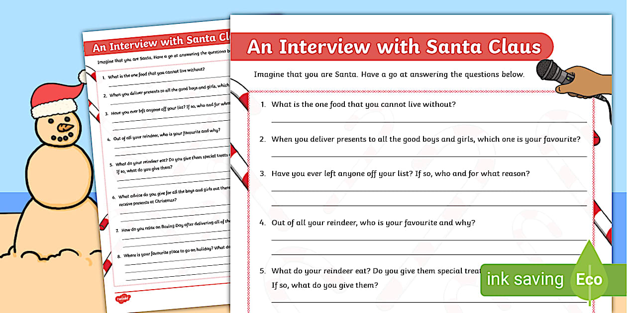 An Interview With Santa Report Writing Worksheet - Years 3-6