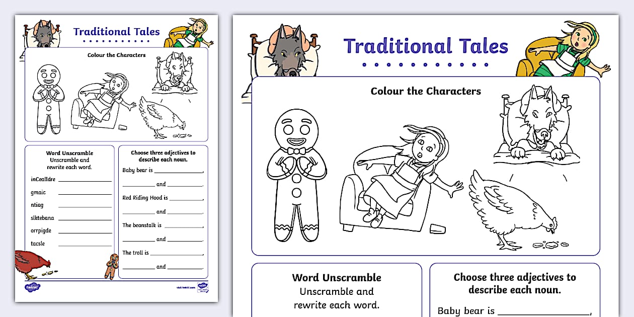 Traditional Tales Boredom Buster Worksheet (Teacher-Made)