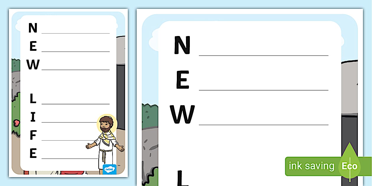 New Life Acrostic Poem Template (teacher made) - Twinkl