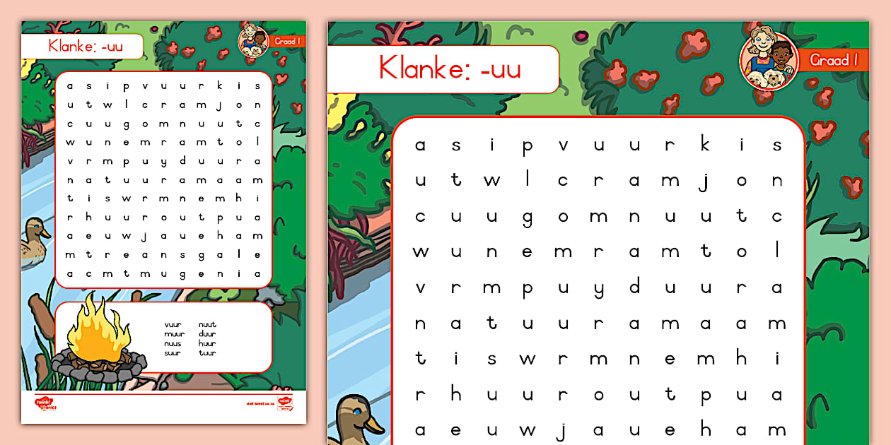 Graad 1 Klanke Woordsoek uu (teacher made) - Twinkl