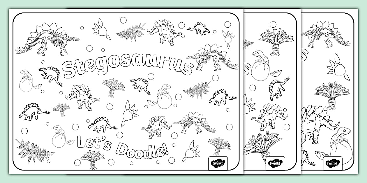 Stegosaurus Doodle Colouring Pages - Twinkl - KS1