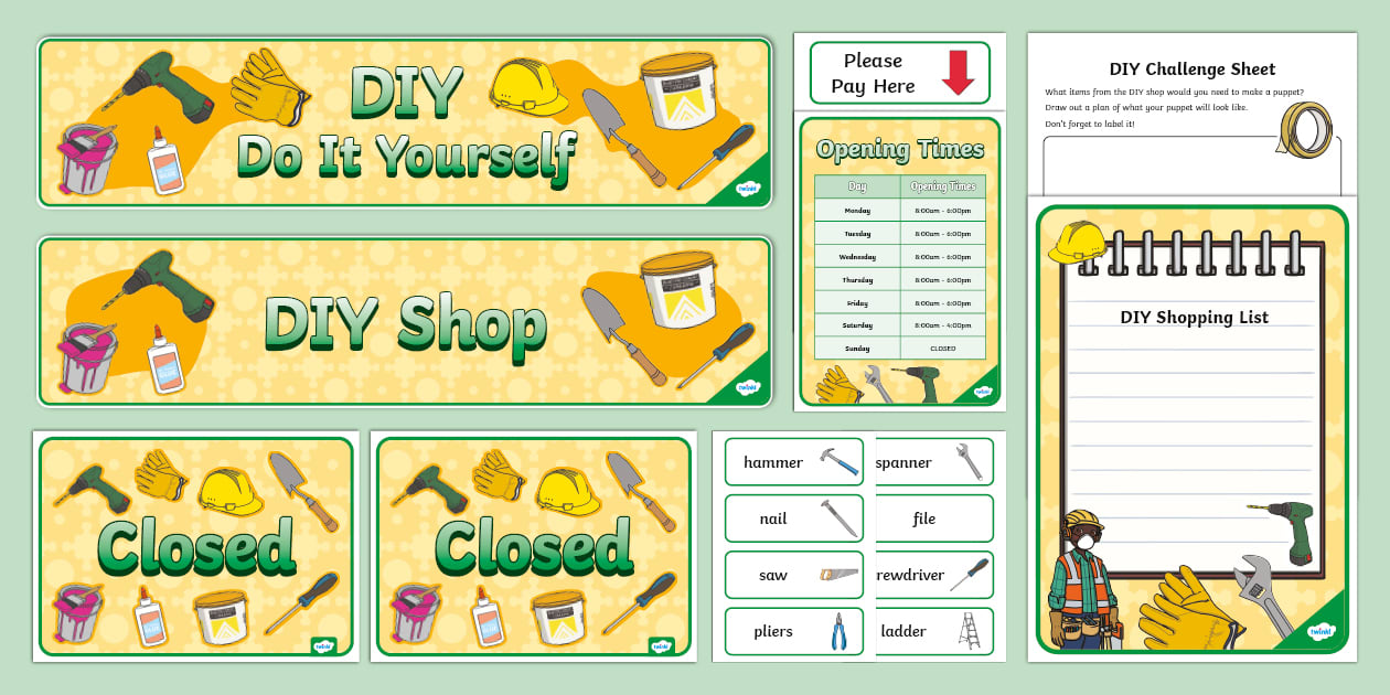 DIY Shop Role Play Pack