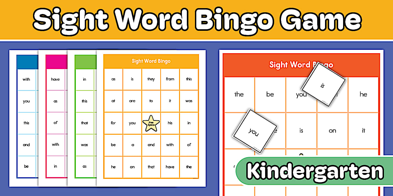 Kindergarten Sight Word Bingo Game