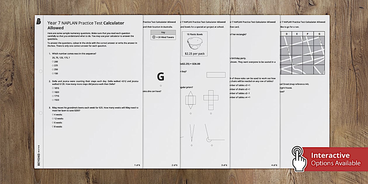 Year 7 NAPLAN Numeracy Test - Calculator Allowed - Beyond