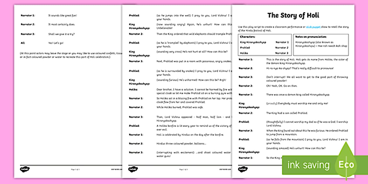 KS2 The Story of Holi Script (teacher made) - Twinkl