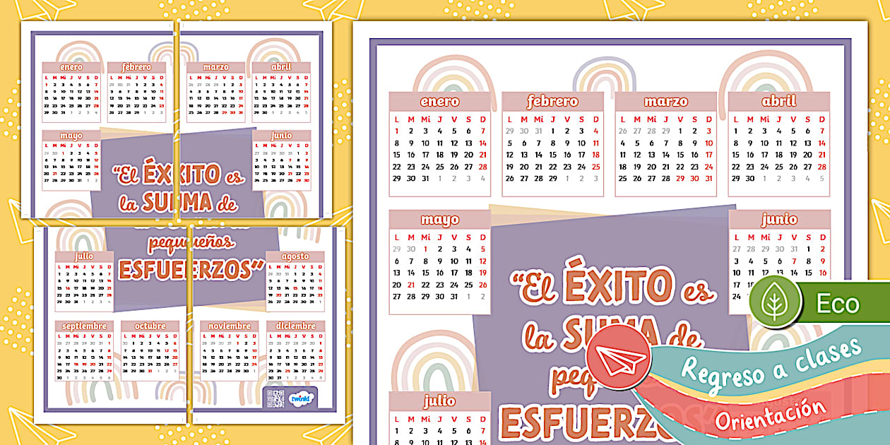 Calendario 2024 | Tamaño XL | Arcoiris (teacher made)