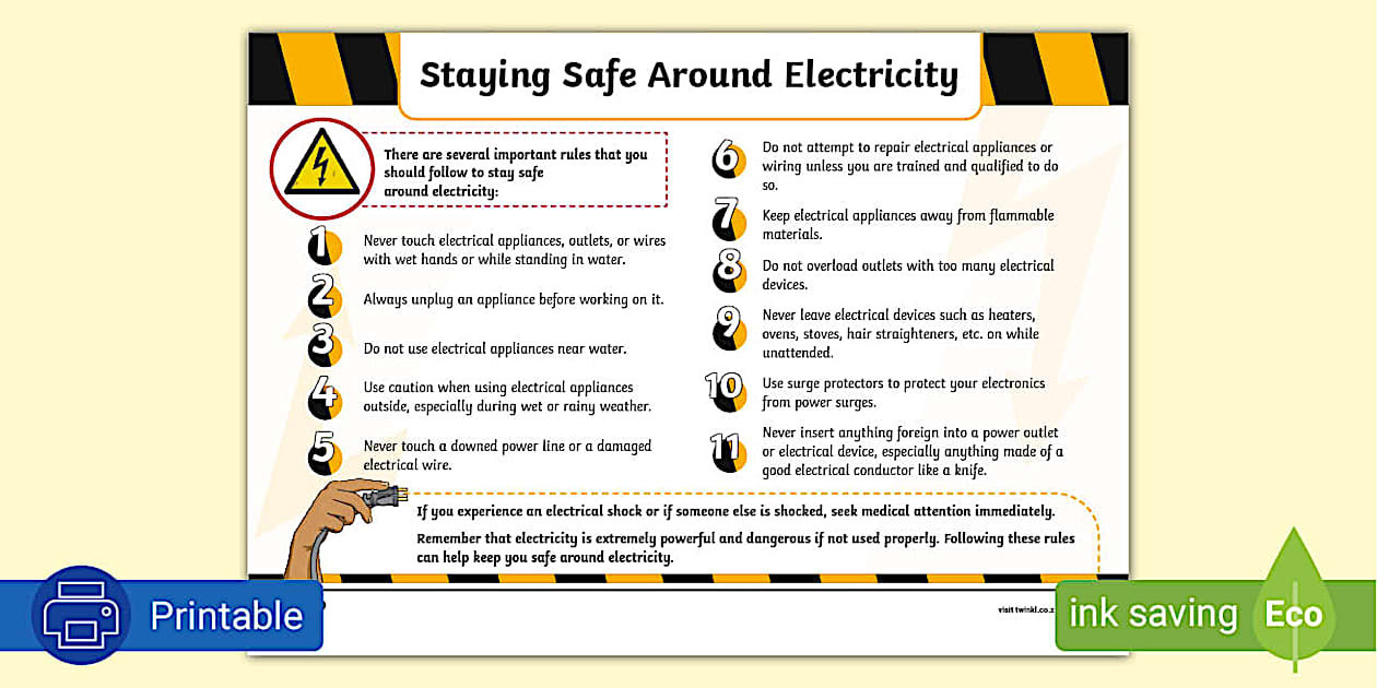Staying Safe Around Electricity (teacher made) - Twinkl