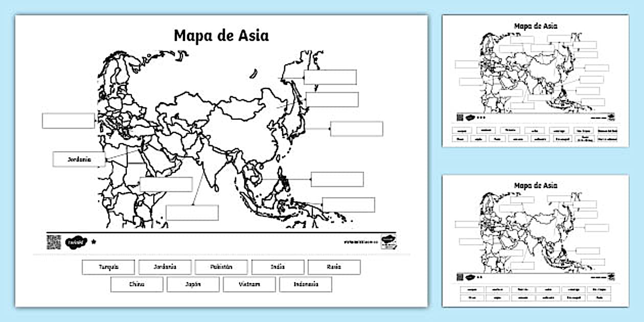 Ficha de Actividad: Mapa de Asia (teacher made) - Twinkl