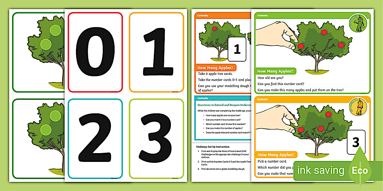 👉 Kindergarten Maths Chilli Challenges: Apple Tree Number Matching