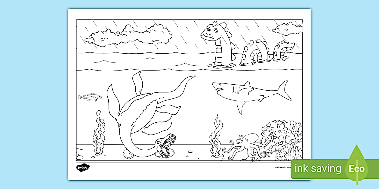 Sea Monster Colouring Page (teacher made) - Twinkl