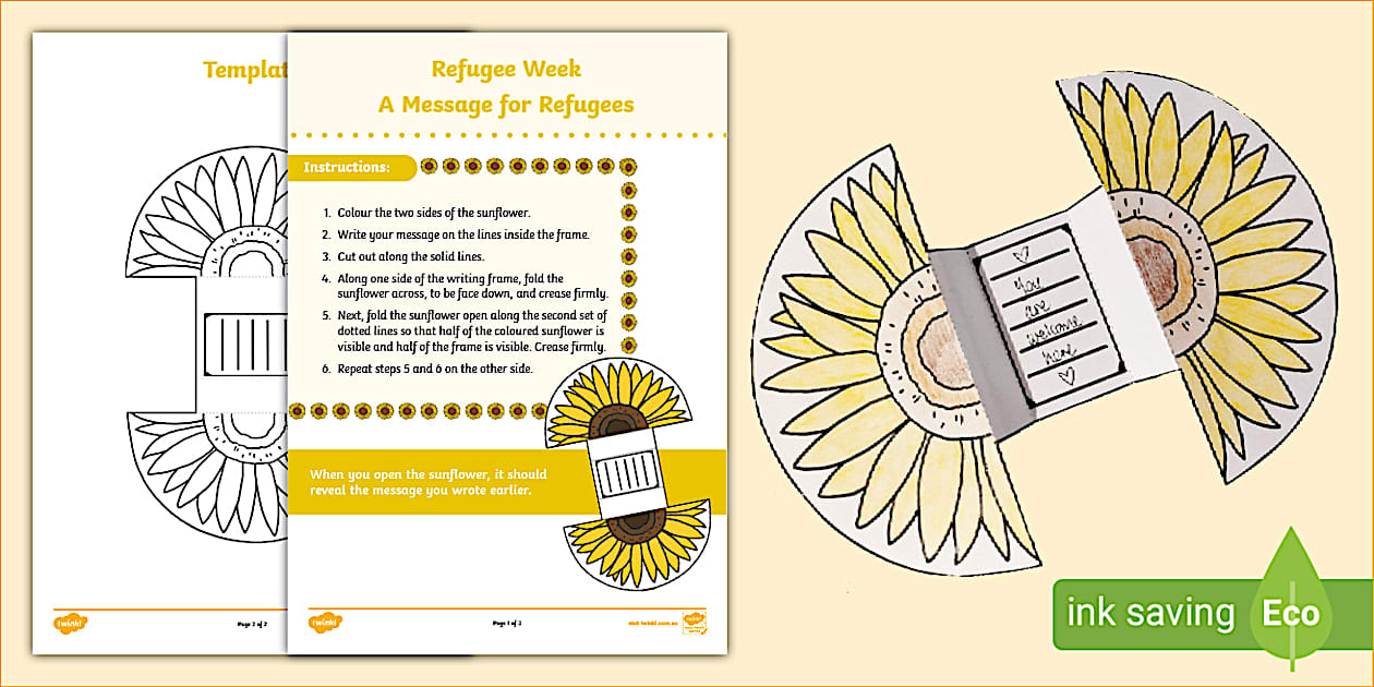 Refugee Week Sunflower Card Craft (teacher made) - Twinkl