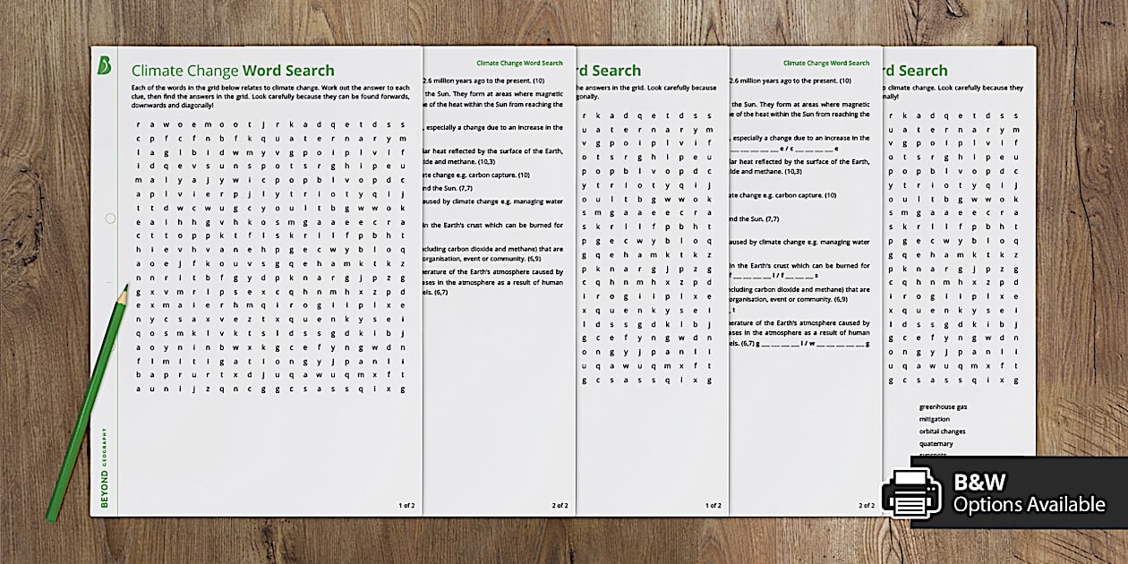 Climate Change Word Search | Geography | Beyond - Twinkl