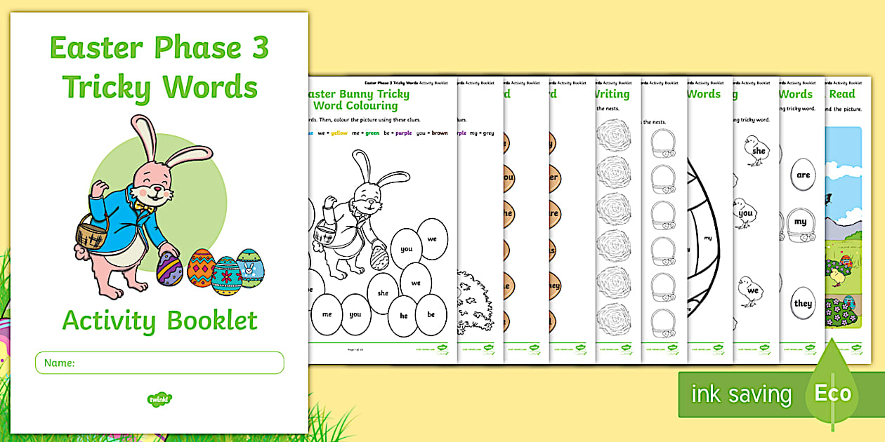Editable Easter Phase 3 Tricky Word Activity Booklet