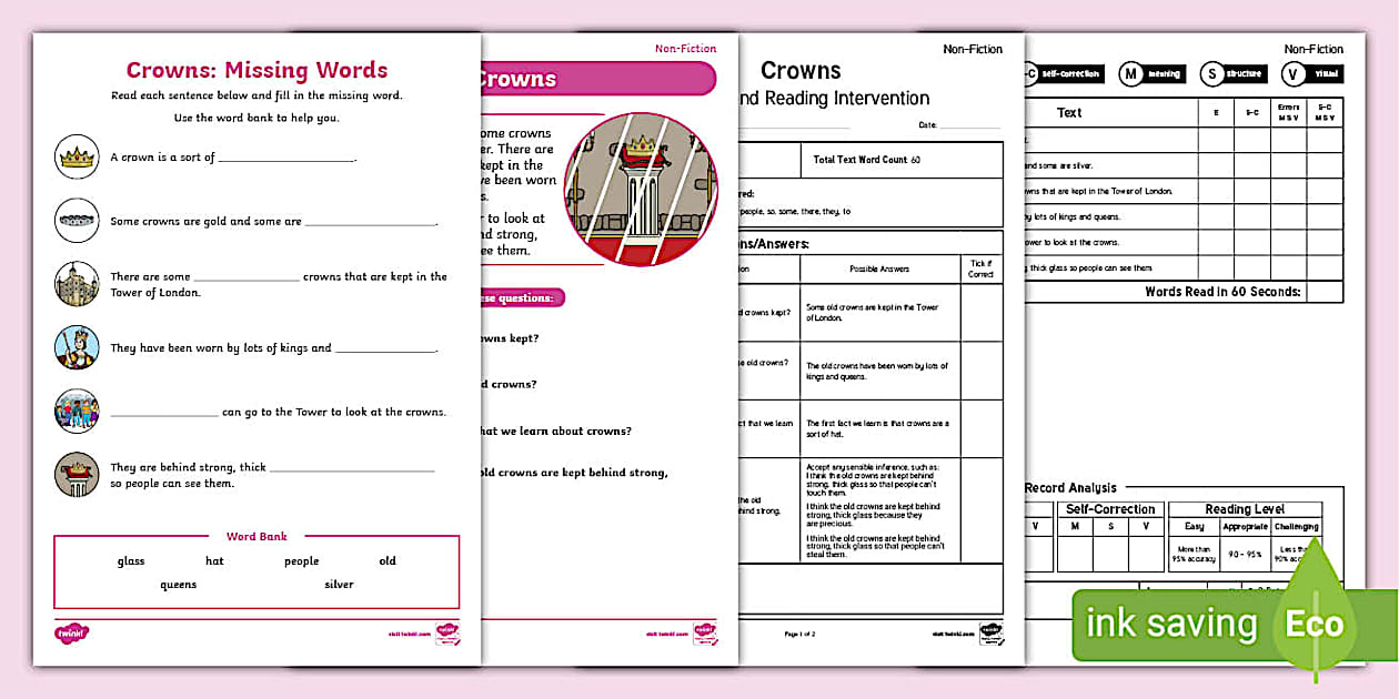 Level 3 : 'Crowns' 60-Second Reading Set 2 Intervention Pack