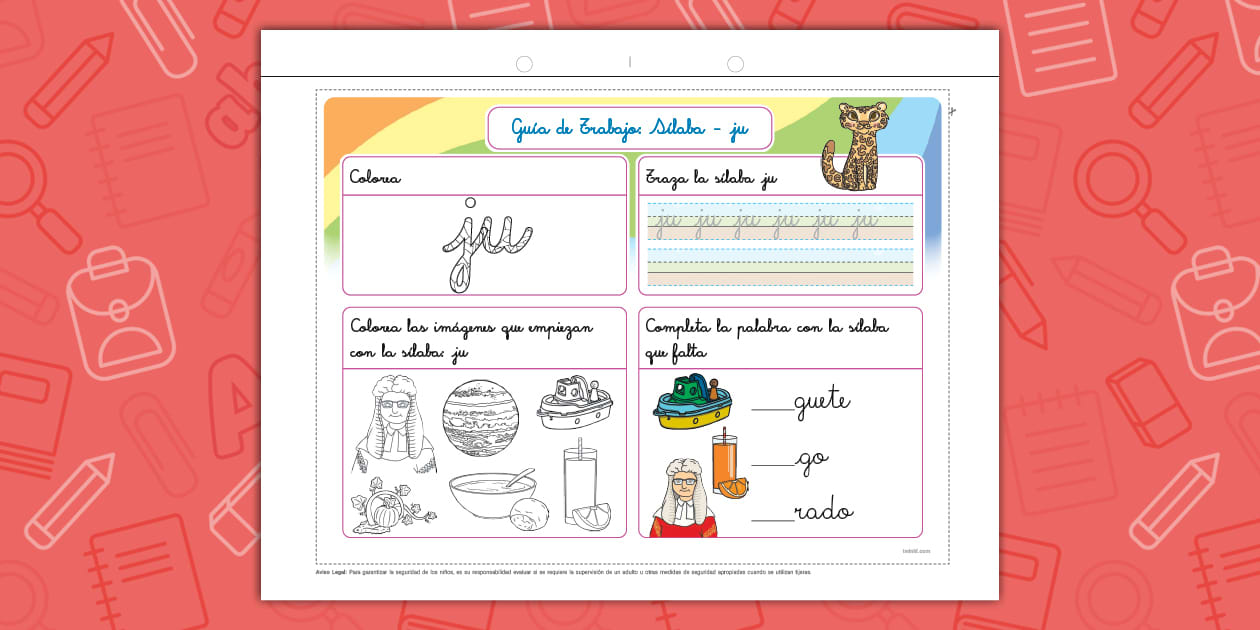 Guía de Trabajo: Sílaba - ju - Twinkl Chile - Twinkl