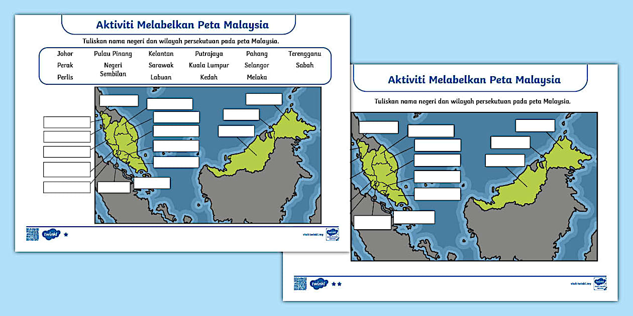 Peta Malaysia - Aktiviti Melabelkan Negeri dan Wilayah Persekutuan