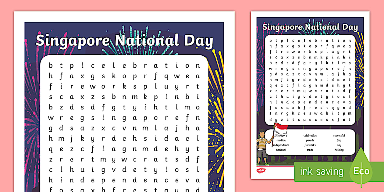 Singapore National Day Word Search (teacher made) - Twinkl