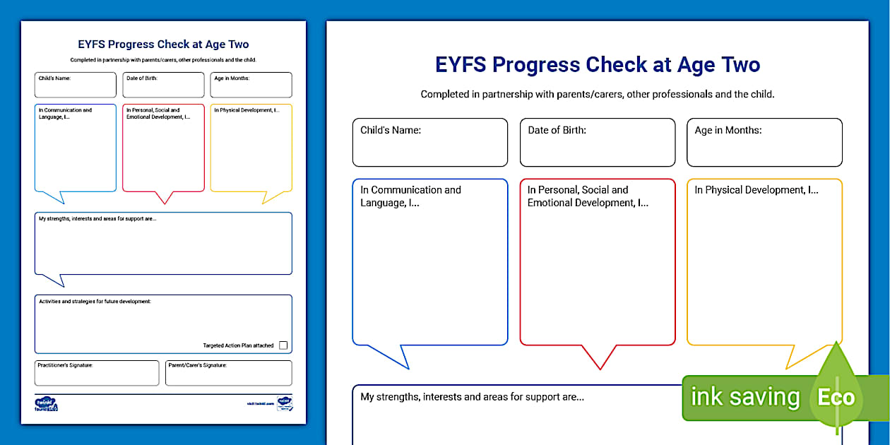 EYFS Progress Check at Age Two Informal Form | Twinkl