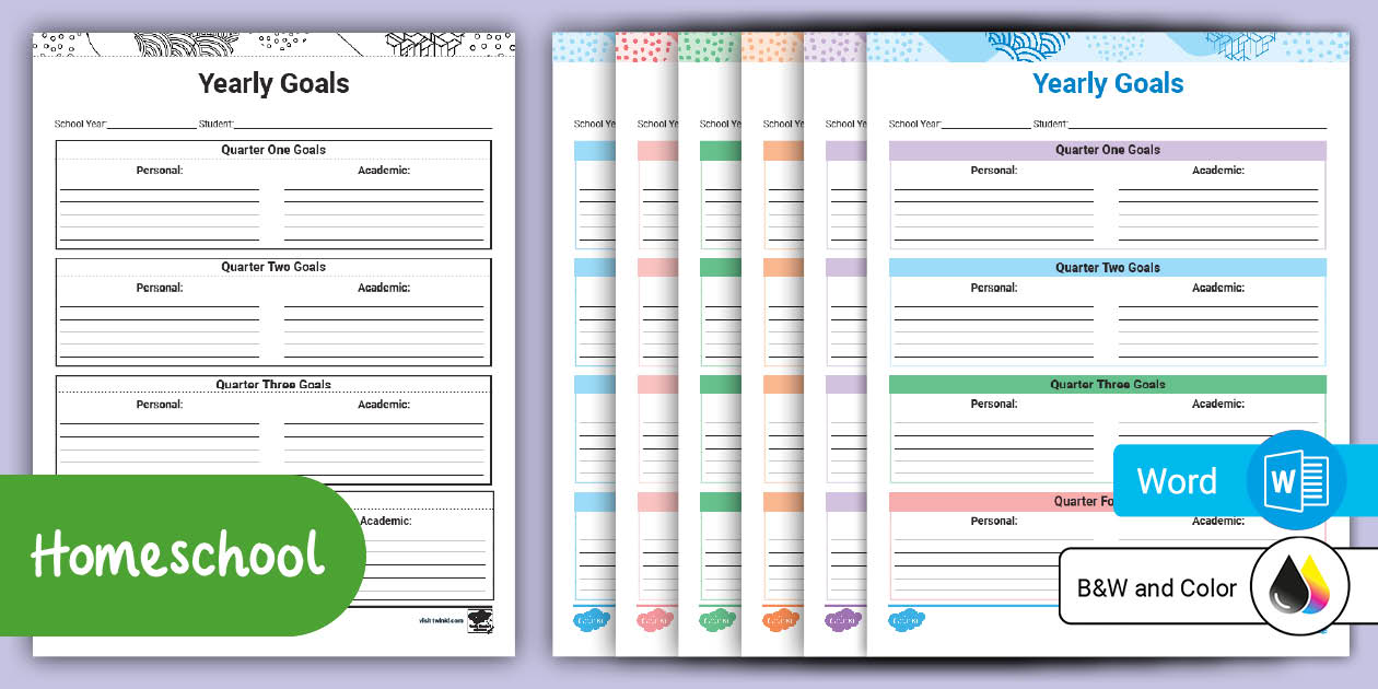 Homeschool Goals Yearly Planner