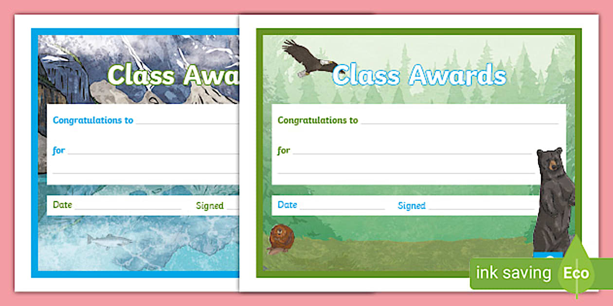 Canadian Nature Class Awards Certificates (teacher made)