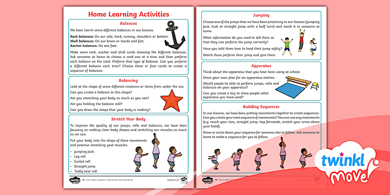 Black and White Twinkl Move PE – Year 2 Gymnastics: Under the Sea – Home