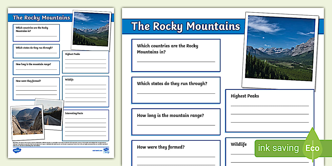 The Rocky Mountains Fact File Template (teacher made)