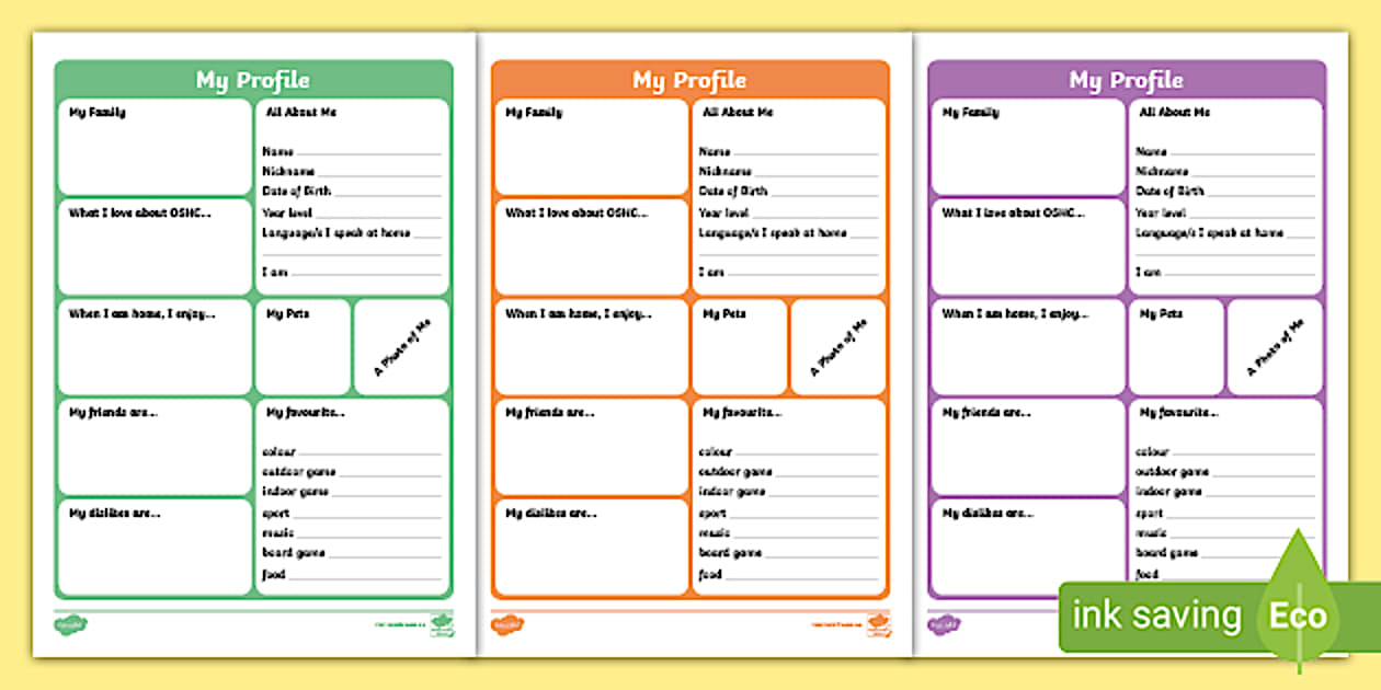 OSHC Child Profile Template (teacher made) - Twinkl