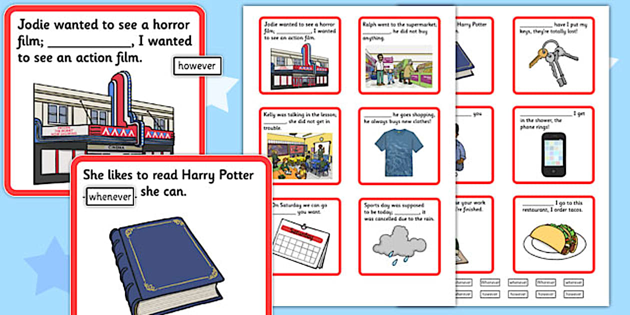 Editable Finish the Sentence Cards 'However, Wherever, Whenever'