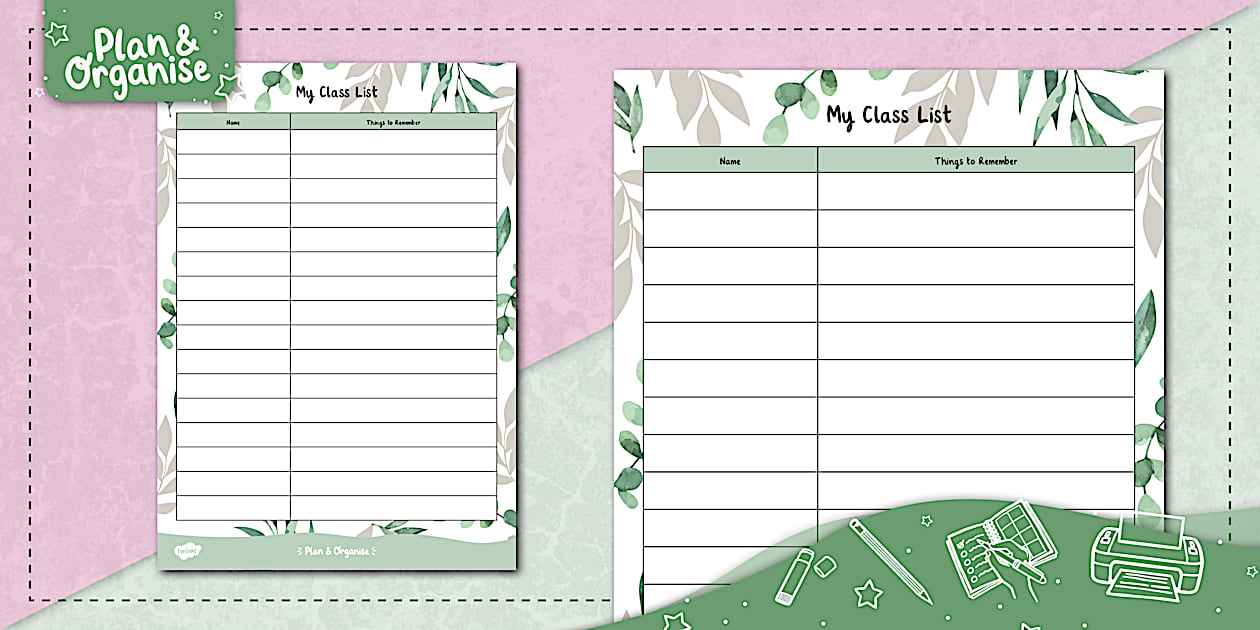 Botanical Themed Class List | Classroom Management - Twinkl