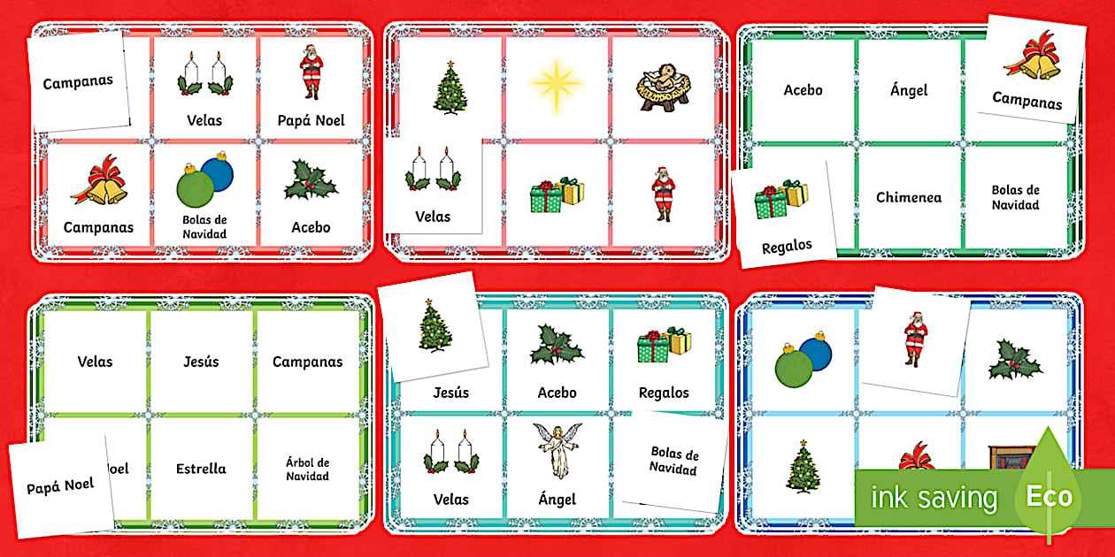 Christmas Bingo Board Game Spanish