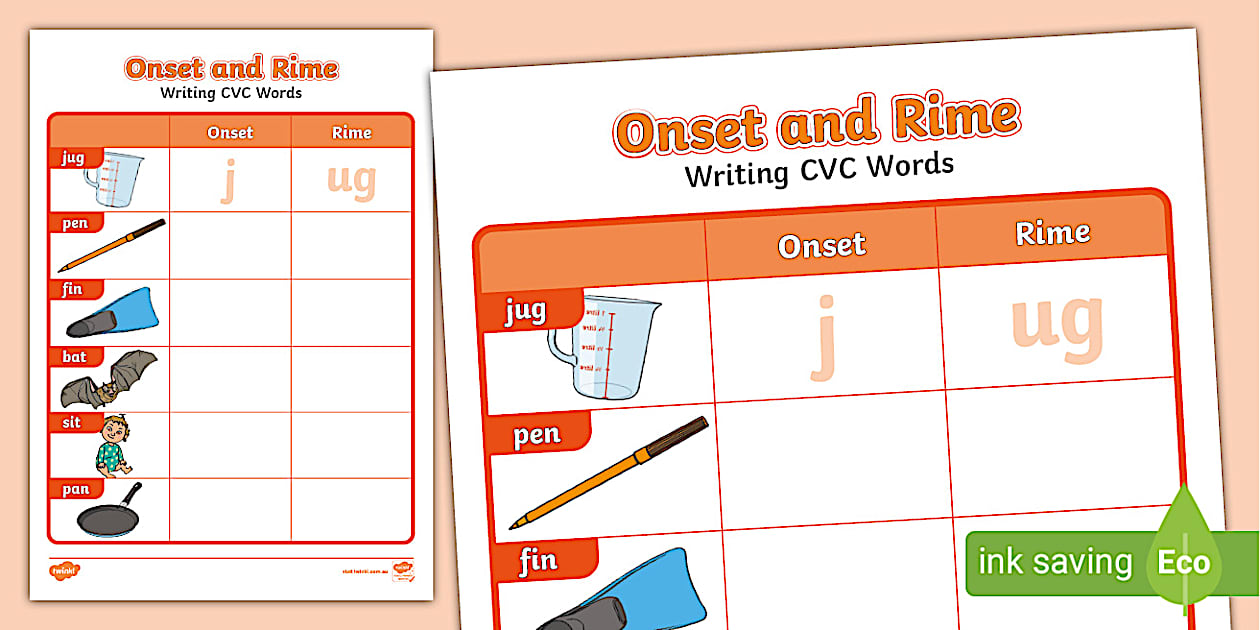 Onset and Rime Writing CVC Activity (teacher made) - Twinkl