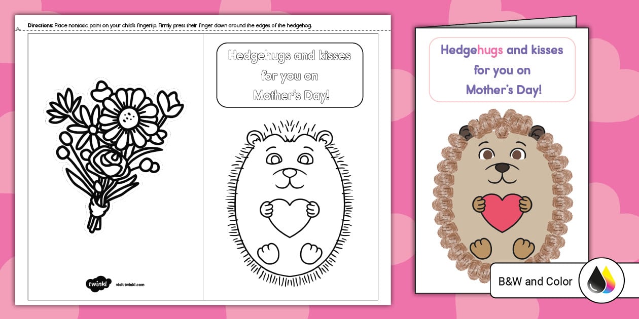 Mother's Day Hedgehog Fingerprint Card (teacher made)