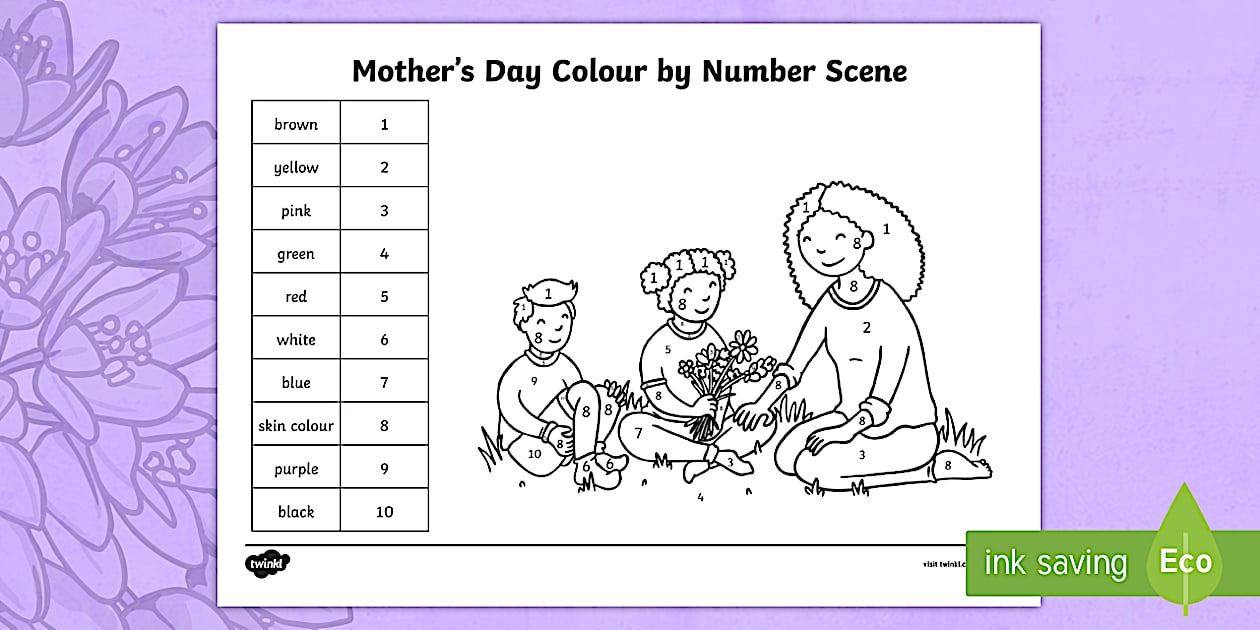 KS1 Mother's Day Color by Number (Teacher-Made) - Twinkl