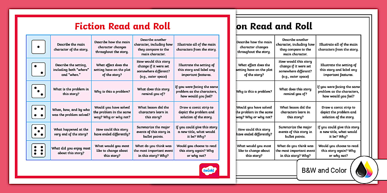 Fiction Read and Roll Activity Mat for 3rd-5th Grade