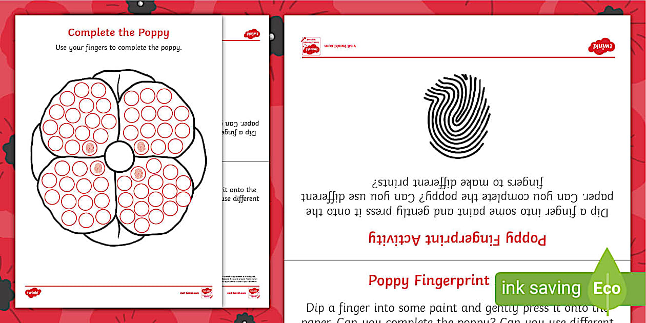 Poppy Fingerprint Activity Sheet (teacher made) - Twinkl