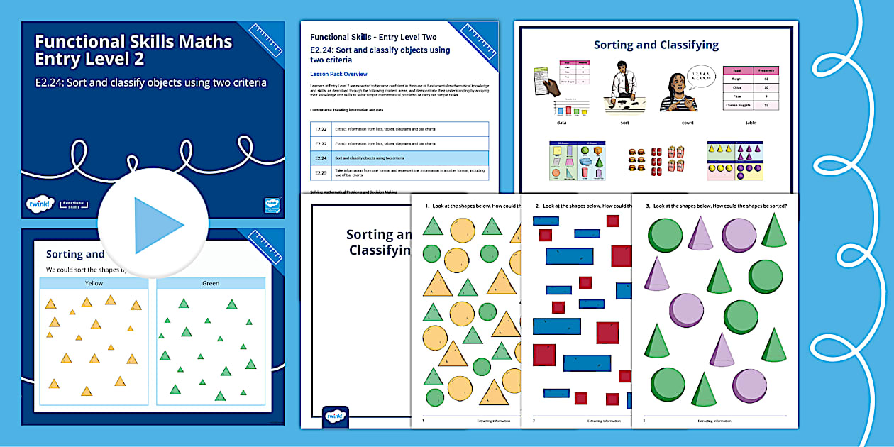 Maths Functional Skills Entry Level: 2.24 Sort and Classify Objects ...