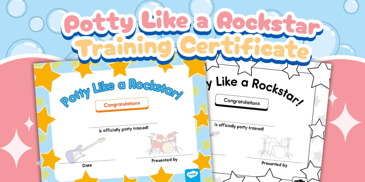 Potty Like a Rockstar! Potty Training Certificate