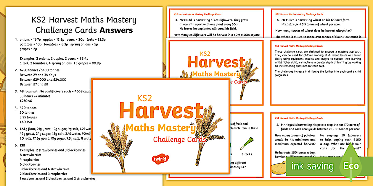 Year 6 Harvest Mastery Maths Challenge Cards - Twinkl