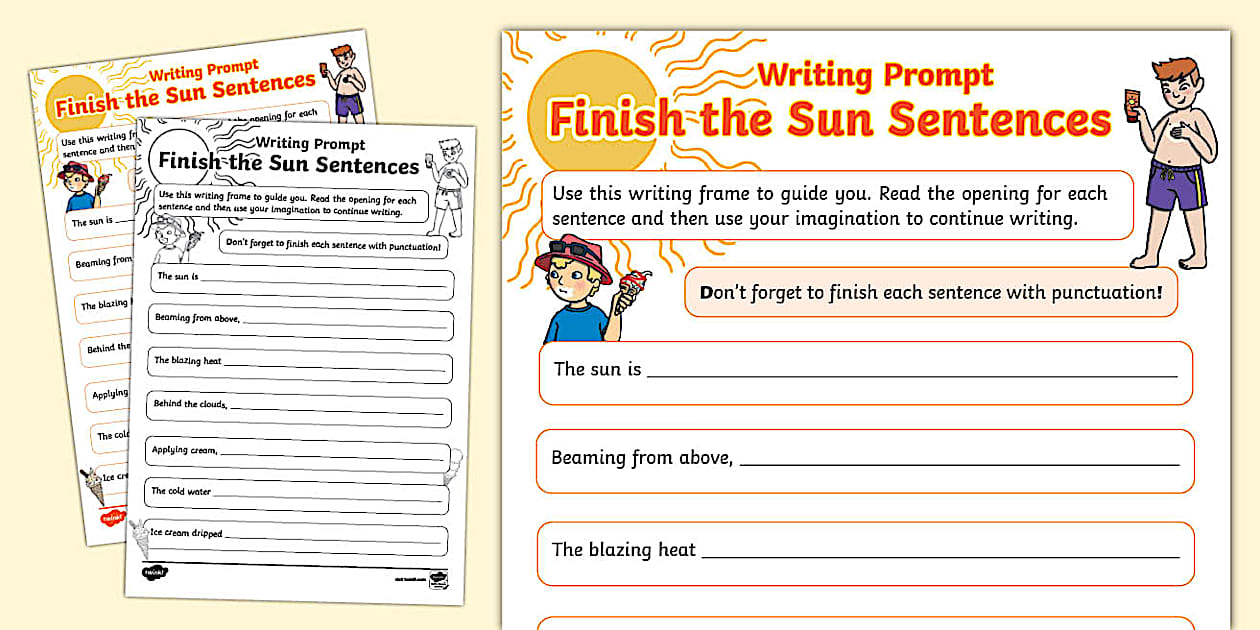 Writing Prompt: Finish the Sun Sentences (teacher made)
