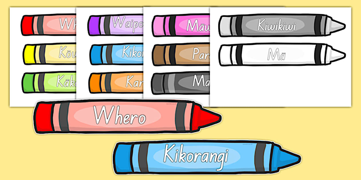 FREE! - Colours in Māori Crayon Display | Colours | Twinkl