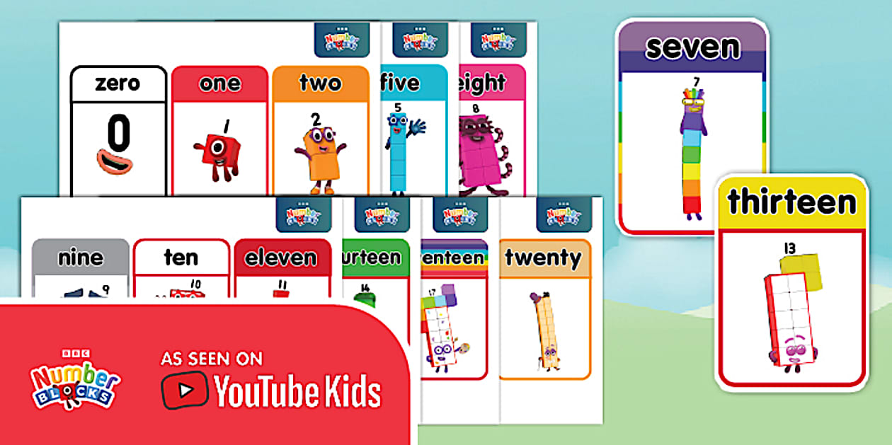 Numberblocks: 0 - 20 Number and Word Cards - Twinkl