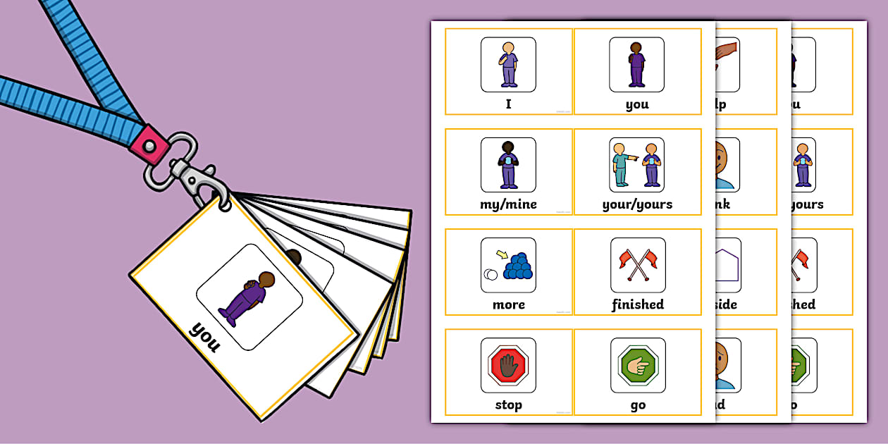 Twinkl Symbols: EYFS Core Word Lanyard Inserts - Twinkl